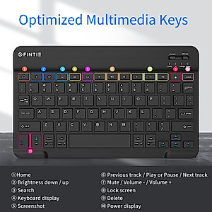 FINTIE 10-Inch Ultrathin Wireless Bluetooth Keyboard for iPad Samsung Tablet, iPhone Smartphone, iOS, Android Tablets Phone, Black