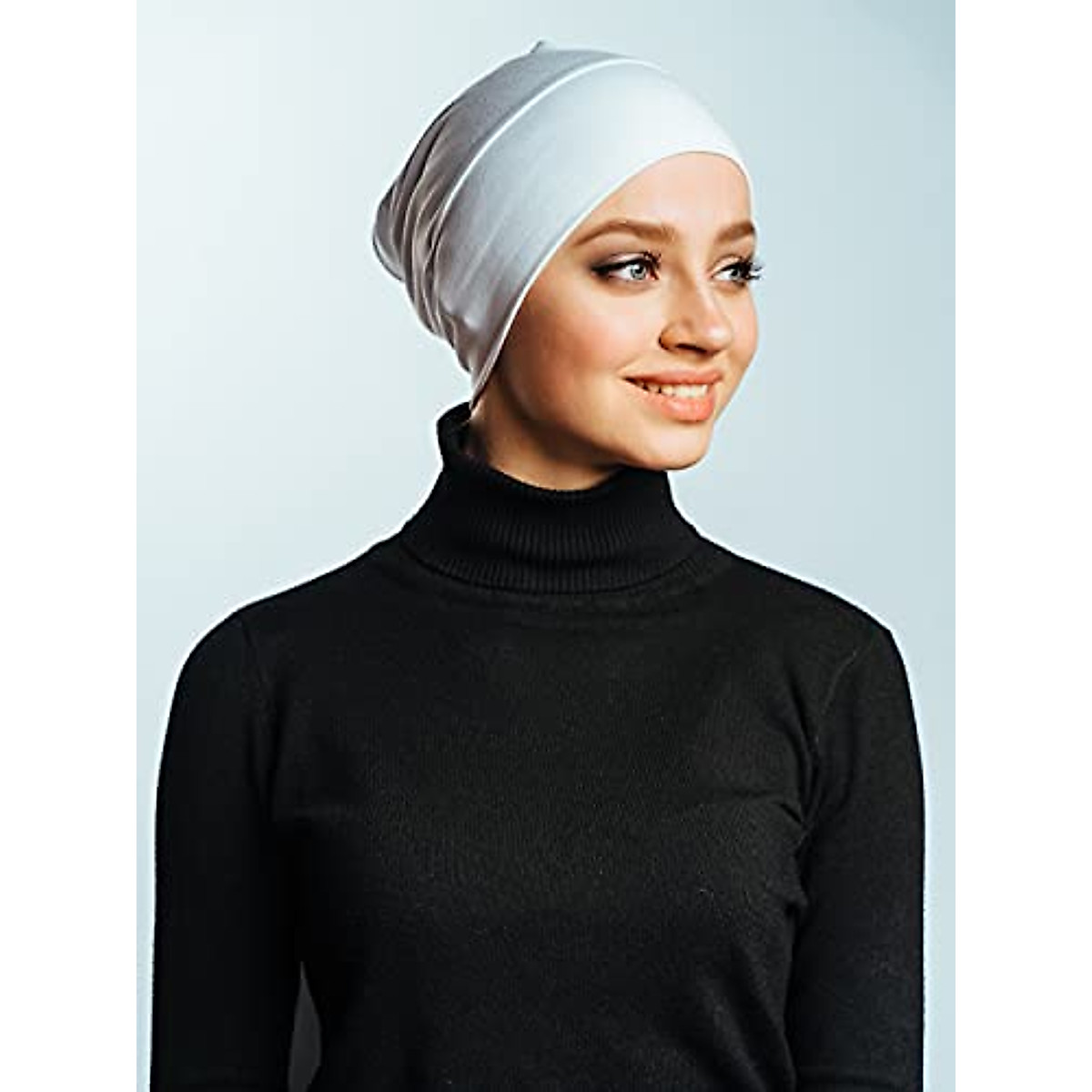 VeilWear No pins, cotton head scarf, instant hijab two piece, ready to wear muslim accessories for women (white), One Size