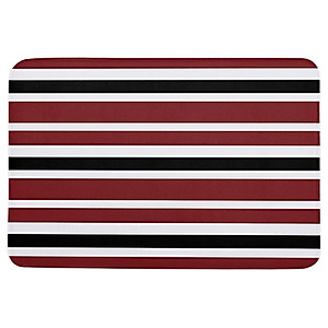 Red, Black and White Stripes Bath Rugs Striped Pattern Sponge Doormat Non Slip Backing Durable Soft Flannel Mat Memory Foam Mats Carpet for Bathroom Kitchen 32x20In