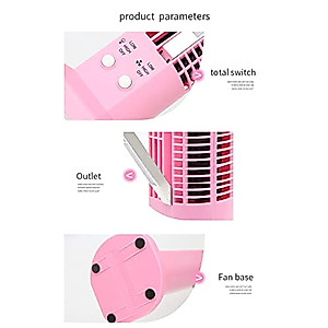 VKEKIEO Tower Fan with LED Light, Small Oscillating Quiet USB Desk Air Cooling Fan Lamp, Personal Vertical Bladeless Electric Air Conditioner Air Cooler for Home Office Bedroom (Pink)