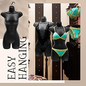 Dress Form Female Mannequin Torso Hollow Back Hanging Mannequin Body Manikin with Hook Half Body Shirt Clothing Display Plastic(12 Pcs,31.1 x 16.1 Inch)