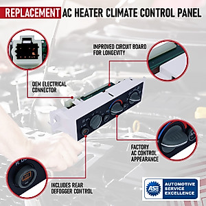 AC Heater Climate Control Panel with Rear Defogger - Compatible with Chevy, Cadillac and GMC - Escalade, C1500, C2500 Suburban, C3500HD, K1500, K2500, Tahoe, Yukon - Replaces 9378805, 16231165