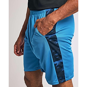 Real Essentials Mens Mesh Shorts Active Wear Athletic Short Men Basketball Pockets Workout Gym Soccer Running Summer Fitness Quick Dry Casual Clothes Sport Training Hiking, Set 4, XL, Pack of 5