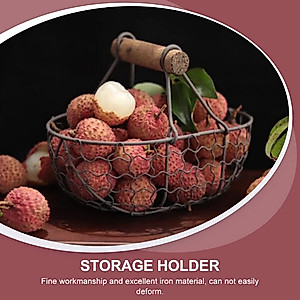 DOITOOL Wire Egg Basket with Wood Handle Country Vintage Style Egg Gathering Basket Wire Fruit Storage Basket Vegetables Container for Carrying and Collecting Chicken Eggs