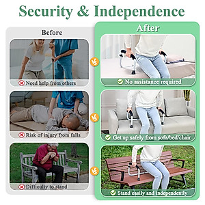NEAUDE Stand Assist Mobility & Daily Living Aids Bed Rail Cane Chair Assist for Elderly Lift Assist Devices for Seniors, Handicap Grab Bar for Disabled Couch Safety Handle(Width Adjustable)