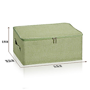 Natheeph Cube Storage Bins with Zipper Lid Foldable Storage Box with Handles Cotton Linen Closet Organizers and Storage Baskets for Clothes Toys (S)