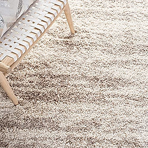 SAFAVIEH Hudson Shag Collection Area Rug - 9' x 12', Ivory & Beige, Modern Design, Non-Shedding & Easy Care, 2-inch Thick Ideal for High Traffic Areas in Living Room, Bedroom (SGH206B)