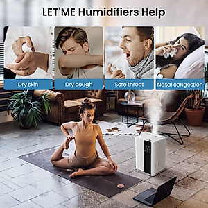 Humidifiers for Bedroom Large Room, Cool and Warm Mist（ up to 212℉） Humidifier with 3-fold Purification, 5L Top Fill Quiet 3 Speed Humidifiers with Auto Shut-Off