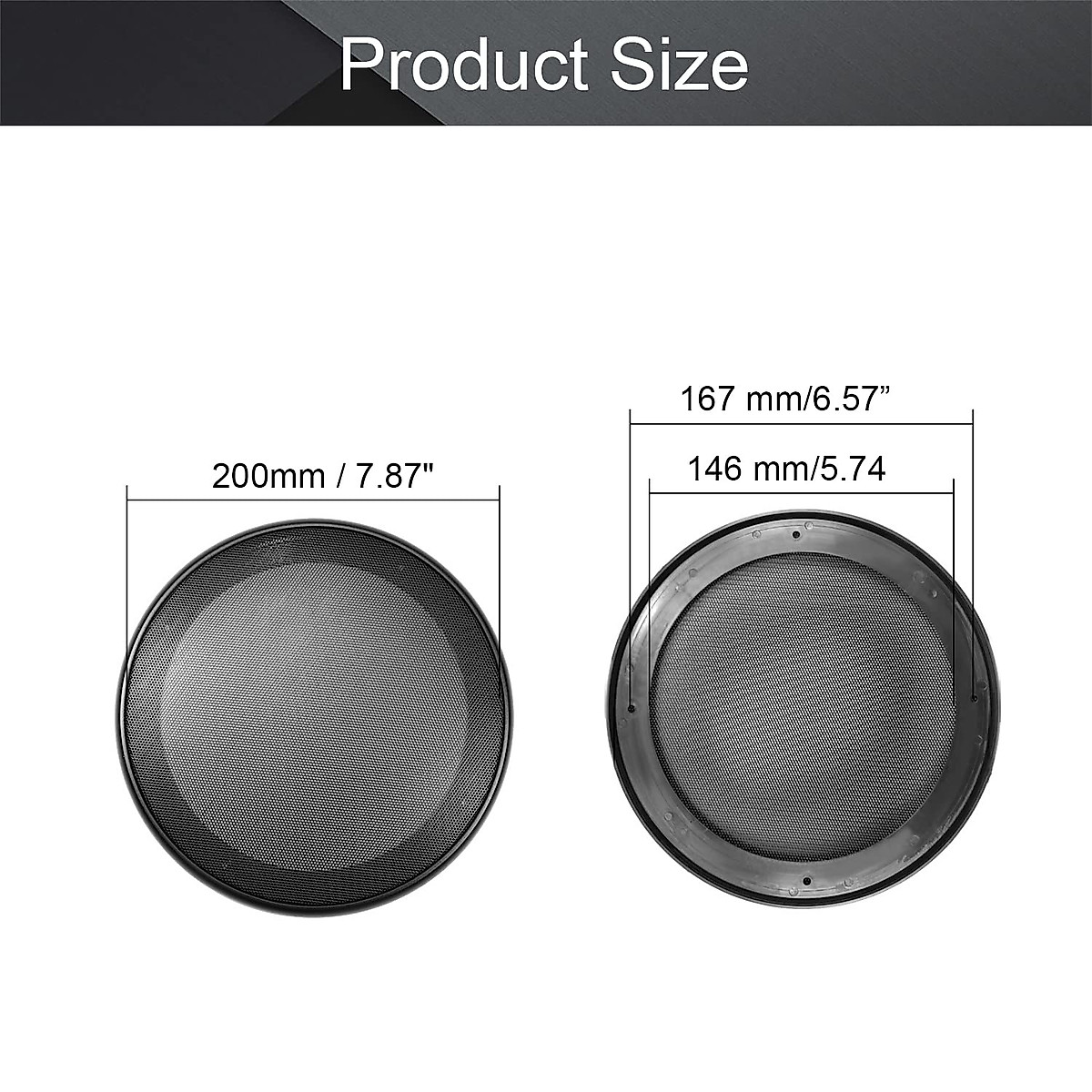 Fielect 2Pcs 6.5inch Speaker Grill Cover Mesh Speaker Grill Decorative Circle Woofer Guard Protector Cover Audio Accessories Black Cloth Cover with 8 Screws
