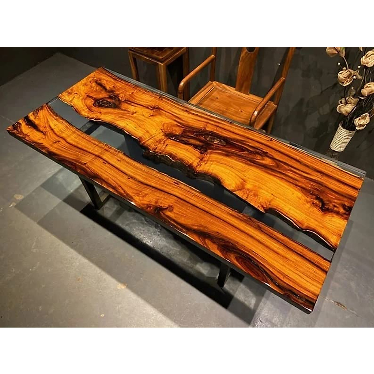 Personalized LARGE EPOXY TABLE, Resin Dining Table for 2, 4, 6, 8 River Dining Table Top, Wood Epoxy Coffee Table Top, Living Room Table (without Stand, 24 x 12inches)