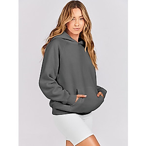 ANRABESS Women Oversized Hoodies Sweatshirt Long Sleeve Fleece Pullover Top 2024 Fall Trendy Outfits Teen Girl Preppy Clothes Grey Small