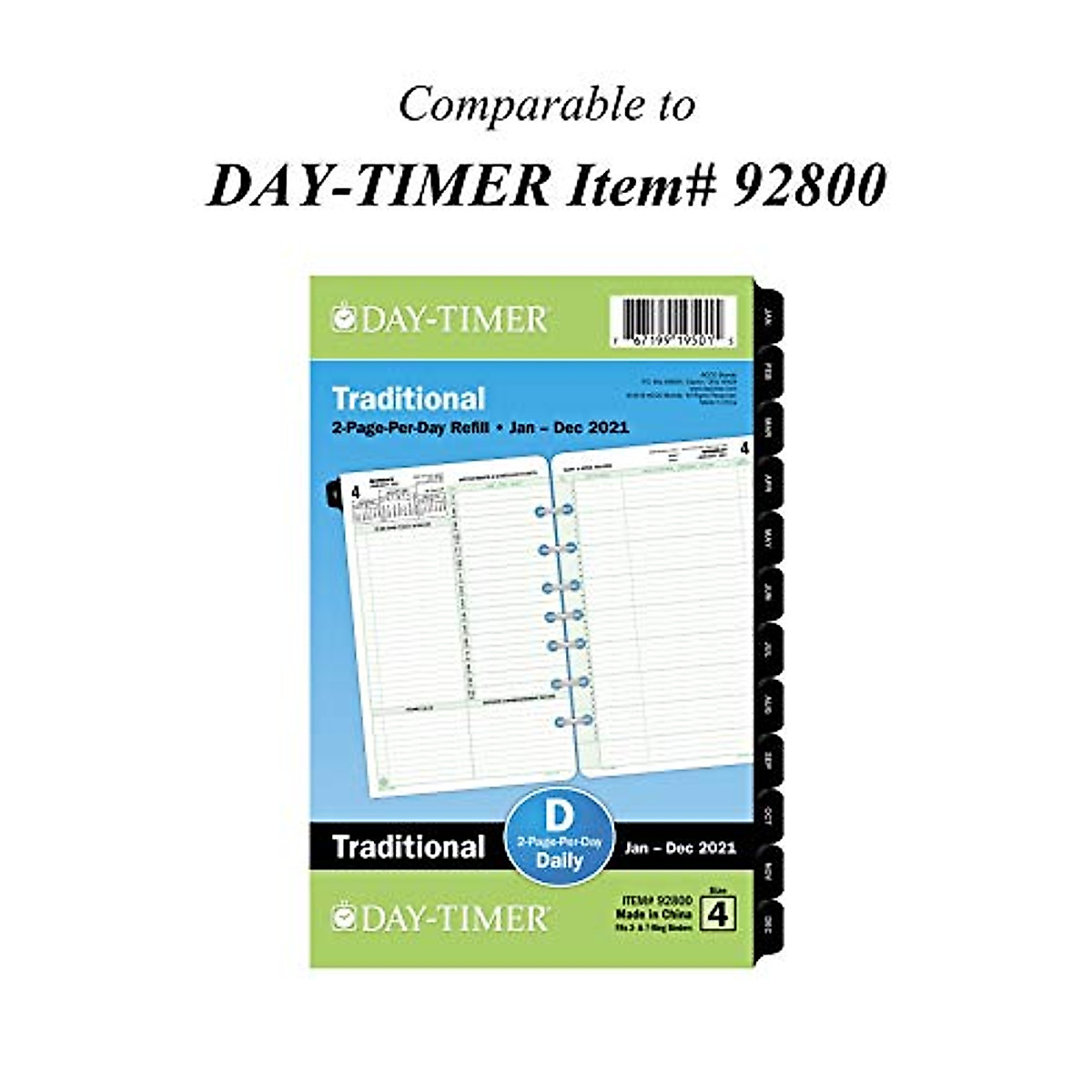 2021 Daily Planner Refill by AT-A-GLANCE, 5-1/2" x 8-1/2", 12010 Day-Timer, Size 4, Two Page per Day (481-225-21)