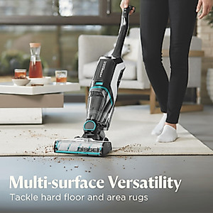 BISSELL, 2554A CrossWave Cordless Max All in One Wet-Dry Vacuum Cleaner and Mop for Hard Floors and Area Rugs, Black/Pearl White with Electric Blue Accents