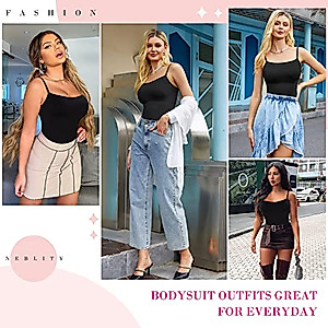 Nebility Shapewear Waist Trainer Bodysuits Women Clothing Tummy Control Seamless Full Body Shaper Square Neck Jumpsuits Top(Black,Large)