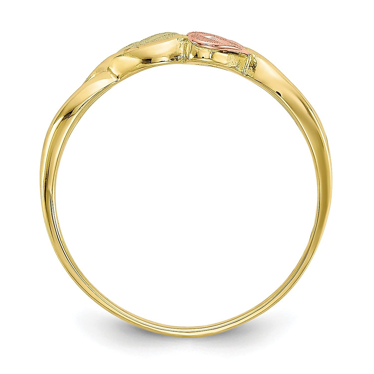 10k Yellow Gold Two Hearts Infinity Ring, 12k Green and Rose Black Hills Gold Size 4