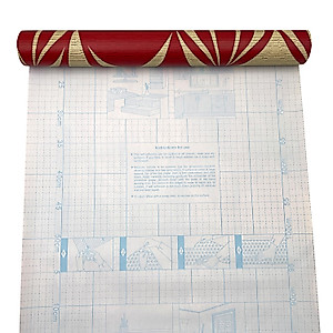 Yifely Red Geometric Design Furniture Paper Self-Adhesive Shelf Liner Dresser Drawer Sticker 17.7 Inch by 9.8 Feet