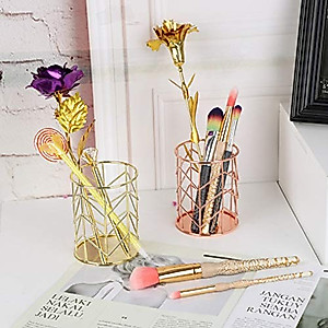 UXZDX New Gold Wrought Iron Storage Basket Rose Gold Office Multifunctional Desktop Simple Tableware Storage Pen Holder (Color : Rose Gold)