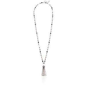 NINE WEST Women's Classics Beaded Tassel Pendant Necklace, 36" L