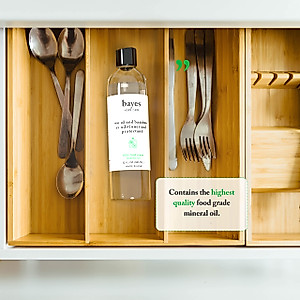 Bayes Food Grade Mineral Oil for Cutting Board - Mineral Oil Food Grade for Bamboo, Teak & Wood Conditioner and Protectant - Cutting Board Oil Food Grade Formula - Wood Oil for Cutting Board - 12 oz