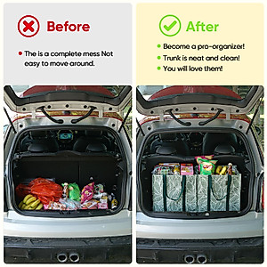 BALEINE 4 PK Grocery Bags Reusable Shopping Bags with Reinforced Bottom, Heavy Duty Foldable Tote Bags (Antique Folidage)