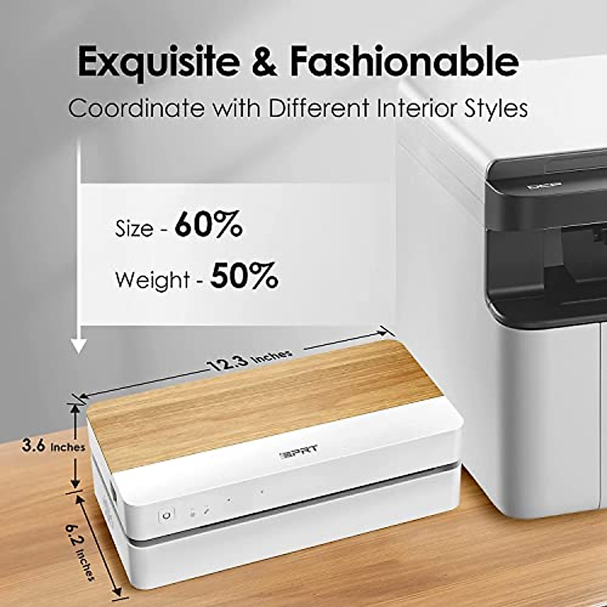iDPRT Thermal Printer, Wireless Printer Inkless HD Printing in 3S, 100 Paper Loading, Auto Cutting, Compact Design, Support 8.26" X 11.69" A4 Thermal Paper, Small Printer for Home Use, Office