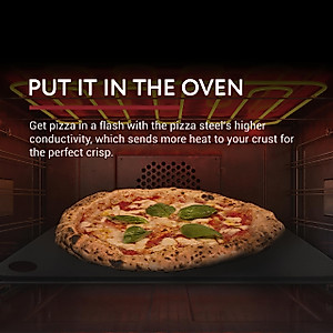 Impresa Pizza Steel for Oven - Durable Steel Platform with Finger Hole for Baking Pizza and Bread - 14x14 inches - Great Alternative to Pizza Stone - Create a Pizzeria Style Crust at Home