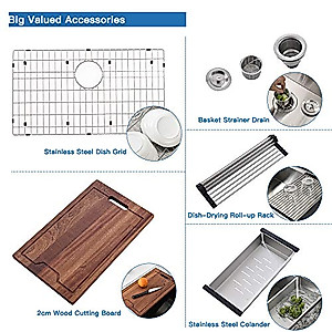 33 Inch Farmhouse Sink Workstation-Bokaiya 33x22 Stainless Steel Farm Sink Apron Front Workstation Kitchen Sink 16 Gauge Single Bowl Deep Kitchen Sink with Cutting Board