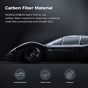 MONOCARBON Keychain Clip Carbon Fiber Surface, Small Carabiner Keychain Hooks, Auto Locking Key Clip, Durable and Cool for EDC. (Twill Carbon)