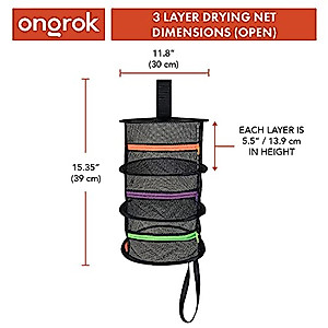 ONGROK Mesh Drying Rack, 3 Tier, Hanging Herb Drying Net, Plant Dryer Tent