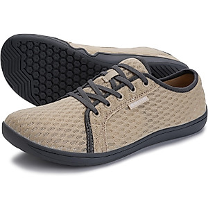 WHITIN Men's Water Shoes Quick Dry Aqua Minimalist Barefoot Sneakers Size 9.5-10 Minimus Beach Swimming River Hiking Trail Kayak Boating Brown Grey 43