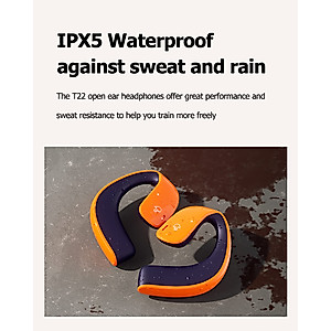 Wireless Ear Hanging Bluetooth Headset Open Ear Headphones Wireless Bluetooth Earbuds with Earhooks Earless Out of Ear Air Bone Conduction Headphones Bluetooth Over The Ear Earbuds for Sport- Orange