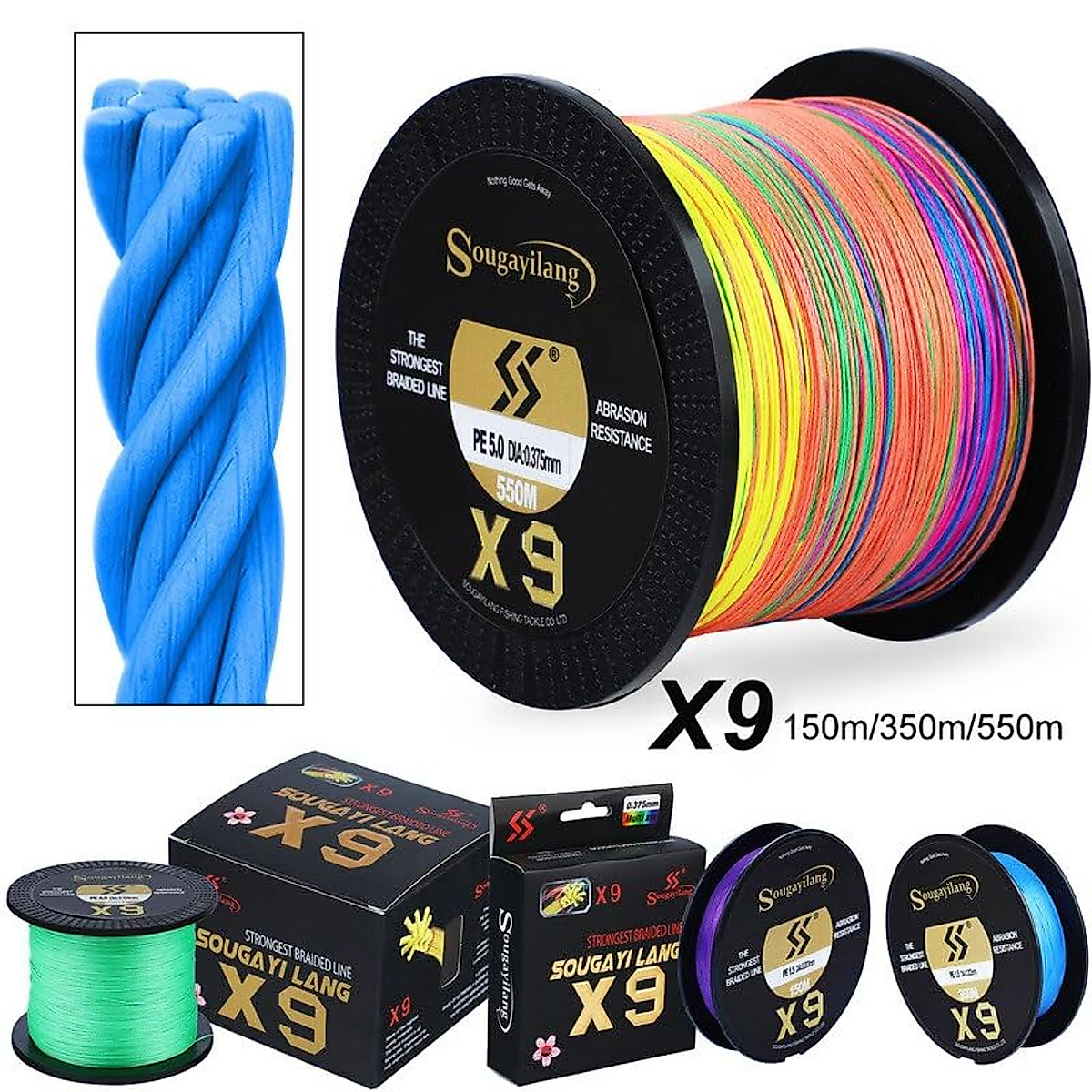 X9 Braided Fishing Line 150M 350M 550M 17-97LB Multifilament Fishing Line Super Strong PE Carp Fishing Line Pesca