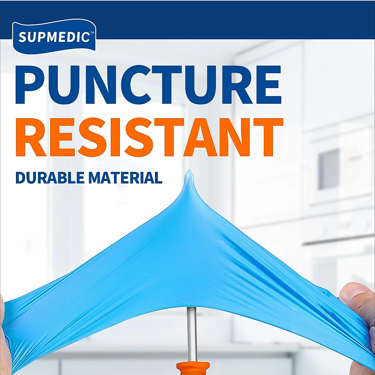 Supmedic Medical Nitrile Exam Gloves, Latex-Free, Powder-Free, Food Safe, Cooking Food Prep, Disposable Gloves, Blue, 100 Pcs (Small)