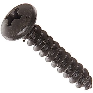 Small Parts 1016APPB Steel Sheet Metal Screw, Black Oxide Finish, Pan Head, Phillips Drive, Type A, #10-12 Thread Size, 1" Length (Pack of 100)