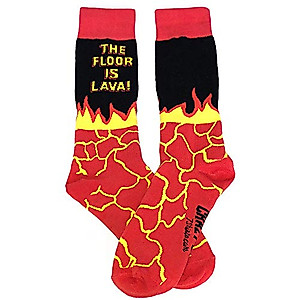 The Floor Is Lava Socks Funny Novelty Crazy Fun Gift for Him Sarcastic Saying (Red) - Mens (7-12)