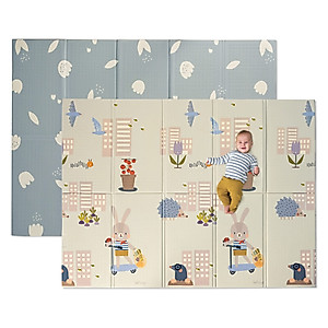 Taf Toys Extra-Large Cushioned Folded Baby Play Mat Foam Play Mat, 79" x 59" Large Baby Mat for Floor Foldable Playmats for Babies and Toddlers, Waterproof Foam Playmat, Kids Play Mat with Travel Bag