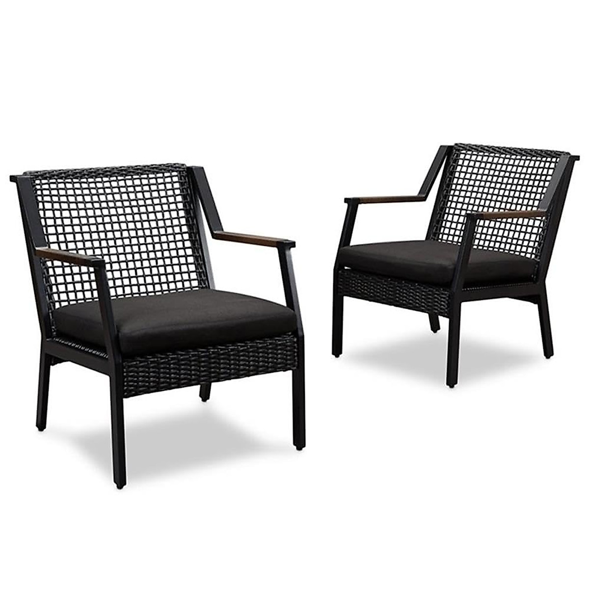 Real Flame Calvin Outdoor Chair Set of 2 - Powdered Aluminum Frame with Resin Wicker Weave