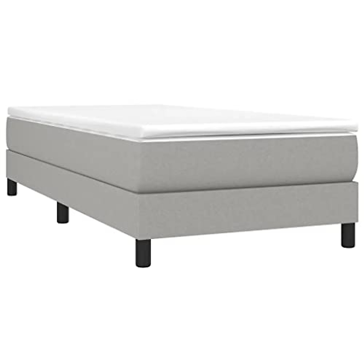 vidaXL Box Spring Bed with Mattress Home Bedroom Mattress Pad Single Bed Frame Base Foam Topper Furniture Light Gray 39.4"x79.9" Twin XL Fabric