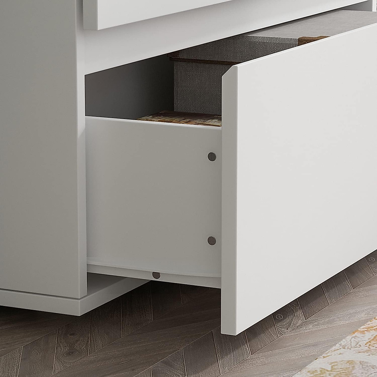 Homsee Modern 3-Drawer Dresser Chest, Wooden Dresser Tower with Wide Storage Space, 30.3" L Dresser Closet for Living Room Bedroom Hallway (White)