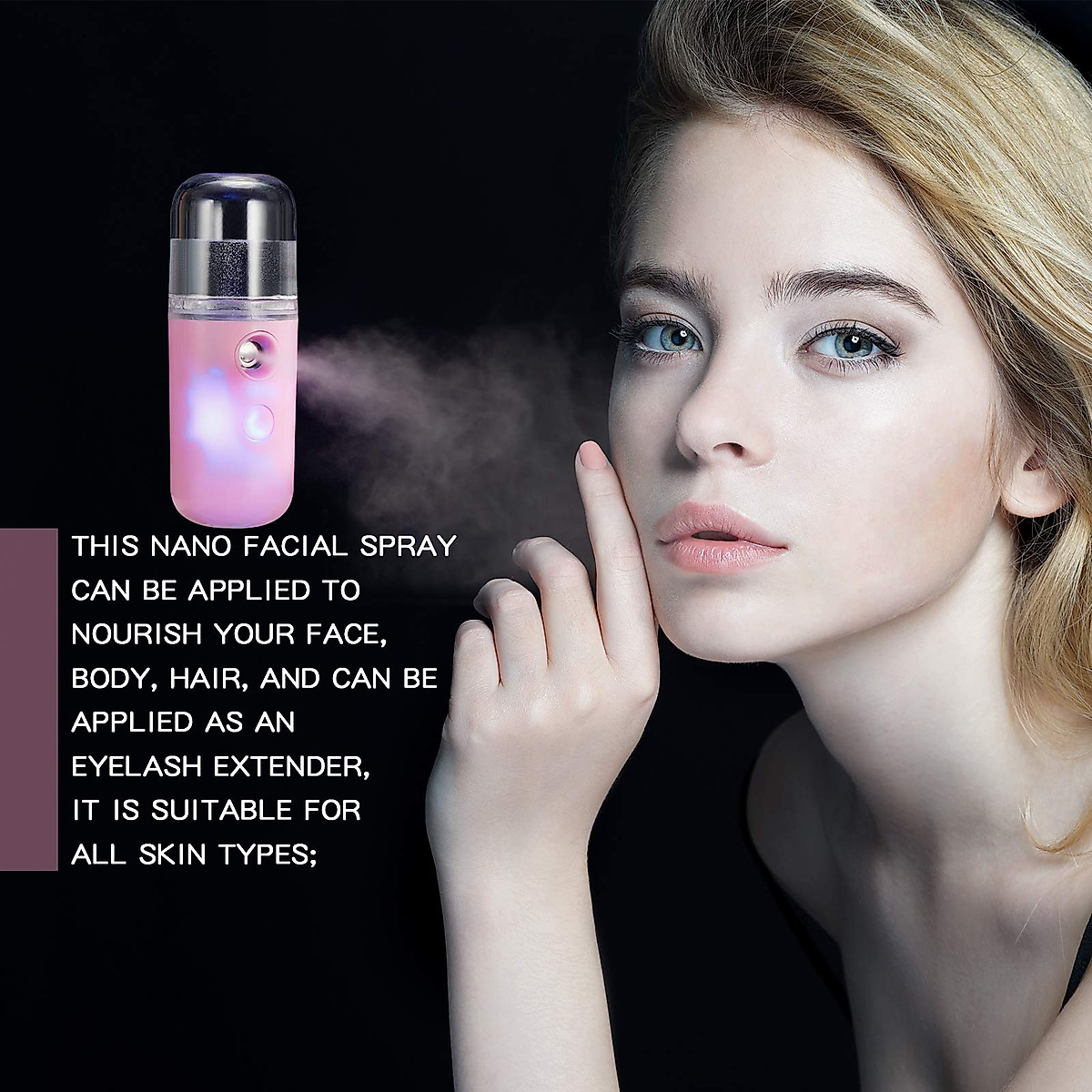 Honoson 2 Pieces Nano Facial Mister 30 ml Mini Face Humidifier Portable Facial Sprayer USB Rechargeable Handy Skin Care Machine for Face Hydrating, Daily Makeup (Dark Pink and White)