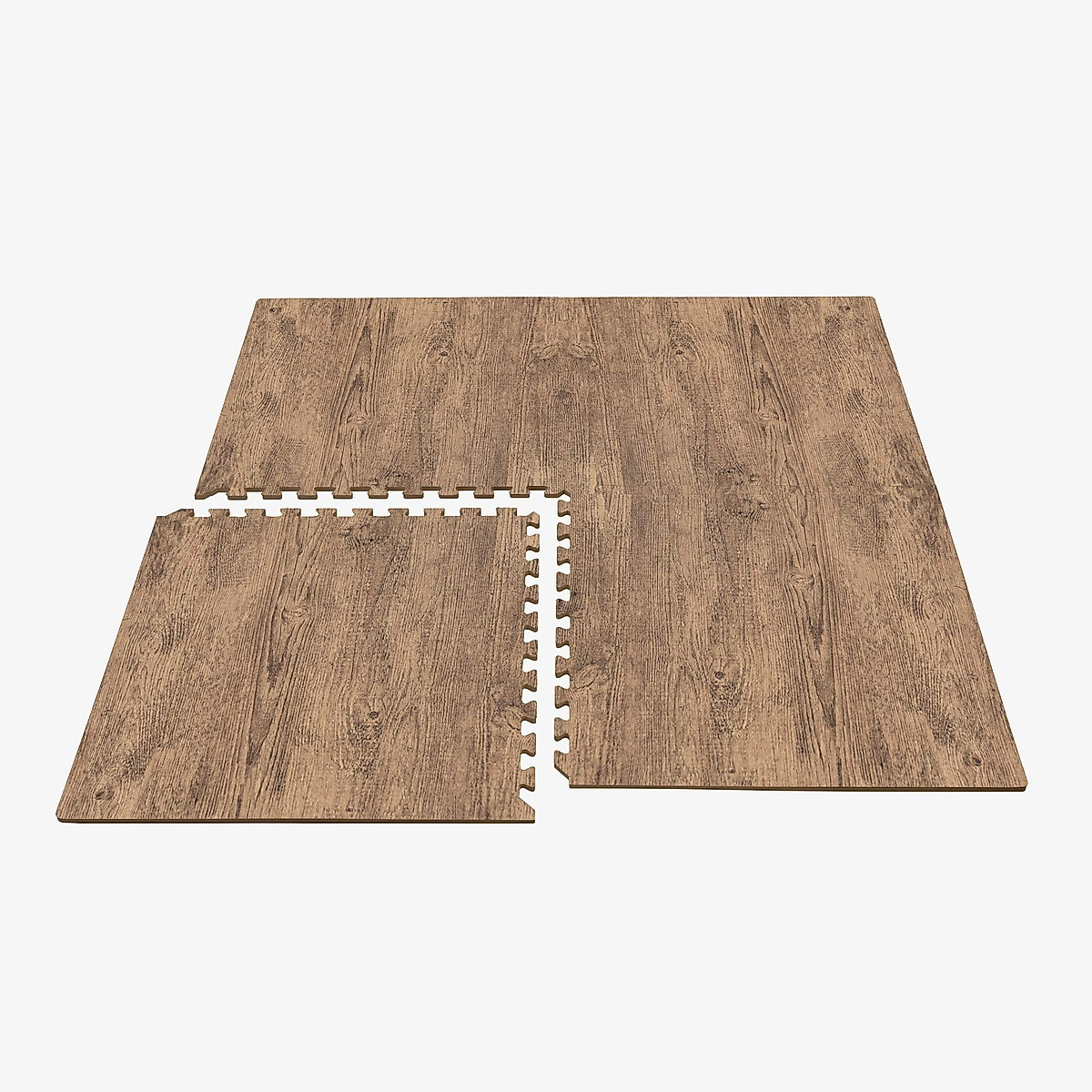 We Sell Mats Forest Floor Farmhouse Collection 3/8 Inch Thick Printed Wood Grain Mats, 24 in x 24 in, Barnwood Brown