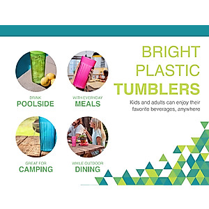 Arrow Home Products 6 oz Rainbow Plastic Tumblers, Set of 6 - Made in the USA, BPA Free Plastic - Break-Resistant Plastic Drinking Glasses for Indoor & Outdoor Use - Dishwasher Safe, Assorted Colors