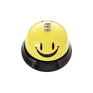 2 Pack Call Bell, 3.35" Diameter Metal Bell, Service Bell for Desk, Hotels, School, Restaurant, Smile Yellow