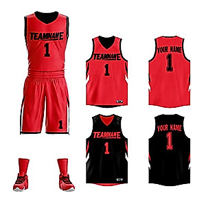 Custom Reversible Basketball Jersey Personalized Printed Name Number Blank Team Sports Uniform for Men/Boy