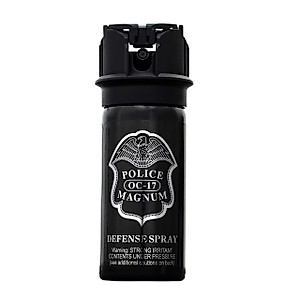 POLICE MAGNUM Black Pepper Spray Self Defense Safety Canister- Max Strength- 2oz Flip Top Stream