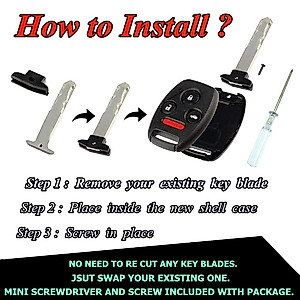 Latest best Keyless Entry Key Fob Case Shell fit for Honda 2003-2009 Accord 2005-2010 CR-V Pilot Ridgeline Civic Remote Control Key Fob 3+1 Buttons Replacement Cover Blank (1pcs)