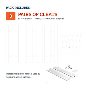 French Cleat Picture Hanger Kit 6 Inch - 3 Pairs - Small Z Bar Hanger Supports 50 lbs - Z Clip Mirror Hanging Hardware