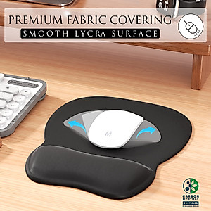 MROCO Ergonomic Mouse Pad with Wrist Support Gel Mouse Pad with Wrist Rest, Comfortable Computer Mouse Pad for Laptop, Pain Relief Mousepad with Non-slip PU Base for Office & Home, 9.4 x 8.1 in, Black