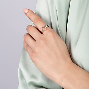 Jewelili Enchanted Disney Fine Jewelry 14k Rose Gold over Sterling Silver 1/10 Cttw Diamond Belle Rose Fashion Ring Size 7