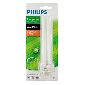 Philips LED Philips 230425 Energy Saver Compact Fluorescent Non-Integrated 26-Watt PL-C Soft White 4-Pin Base Light Bulb